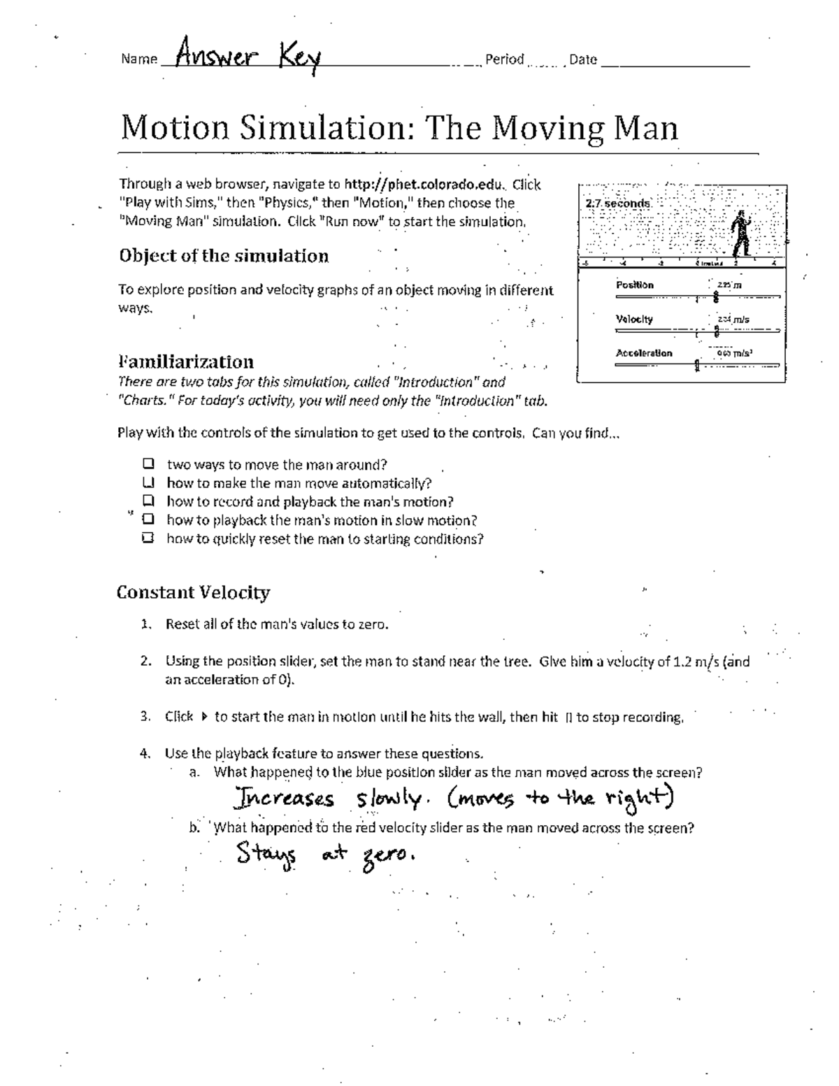 Physics 101: The Moving Man Simulation Answer Key - Studocu