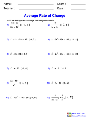 Calc diff Rule avg Rate 5 - Find the average rate of change over the ...