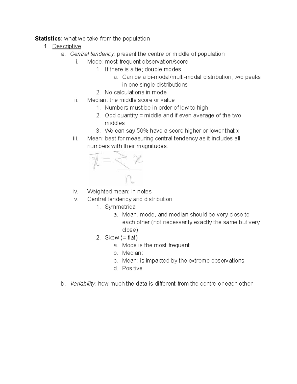 PSY 3307 - Statistics: Central Tendency & Variability Explained - Studocu