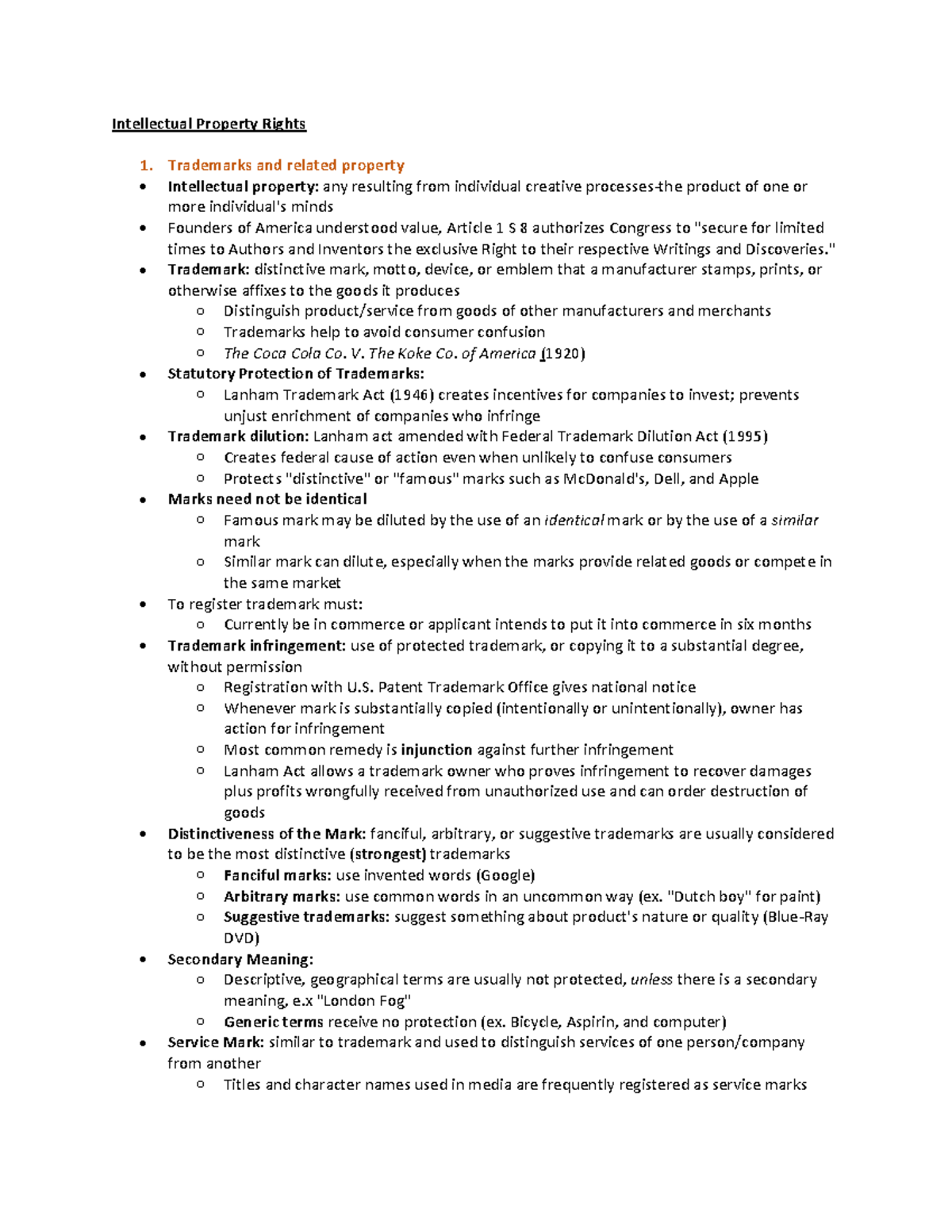 Intellectual Property Rights - Trademarks and related property ...