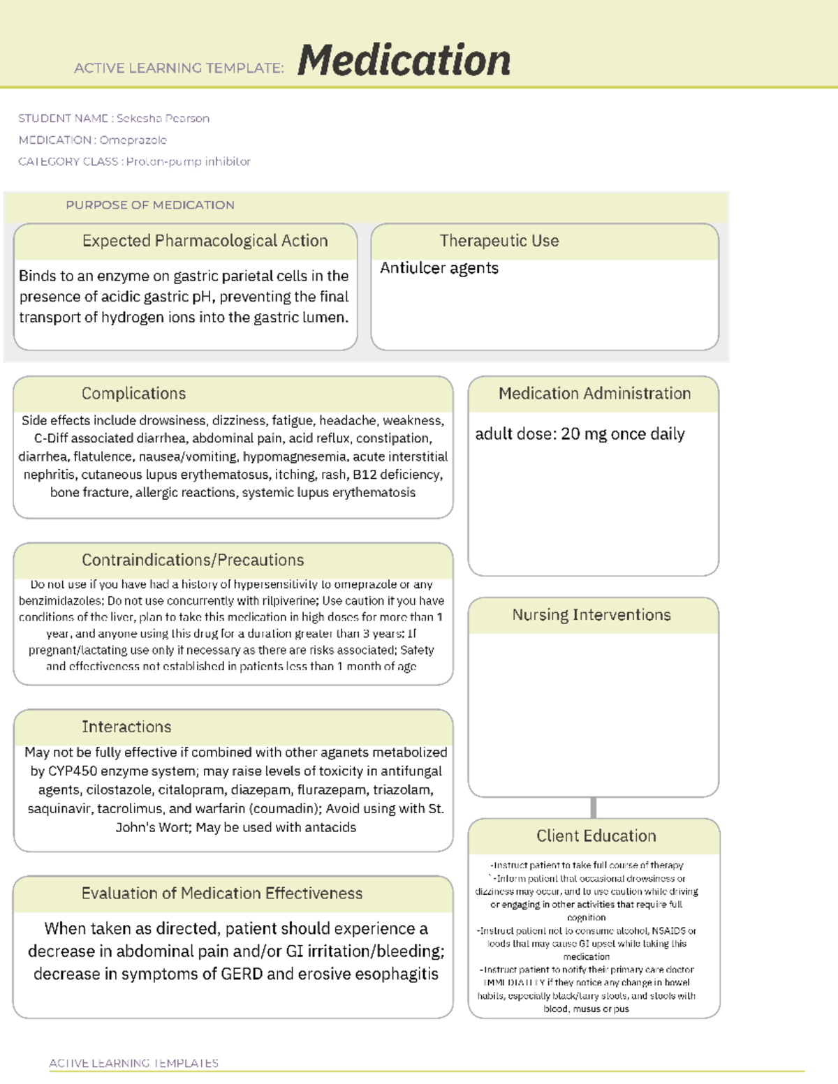ALT - Medication .pdf. omeprazole - ACTIVE LEARNING TEMPLATE ...