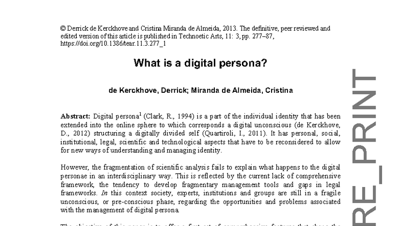 Digital Persona: Understanding Identity in the Online Sphere - Studocu