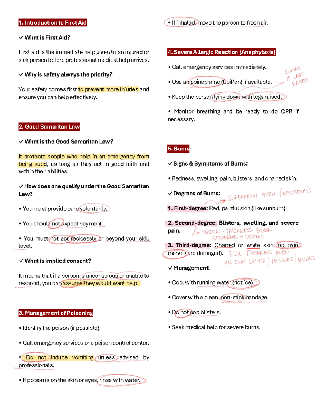 First Aid Essentials: A Comprehensive Guide (Course Code: FA101) - Studocu