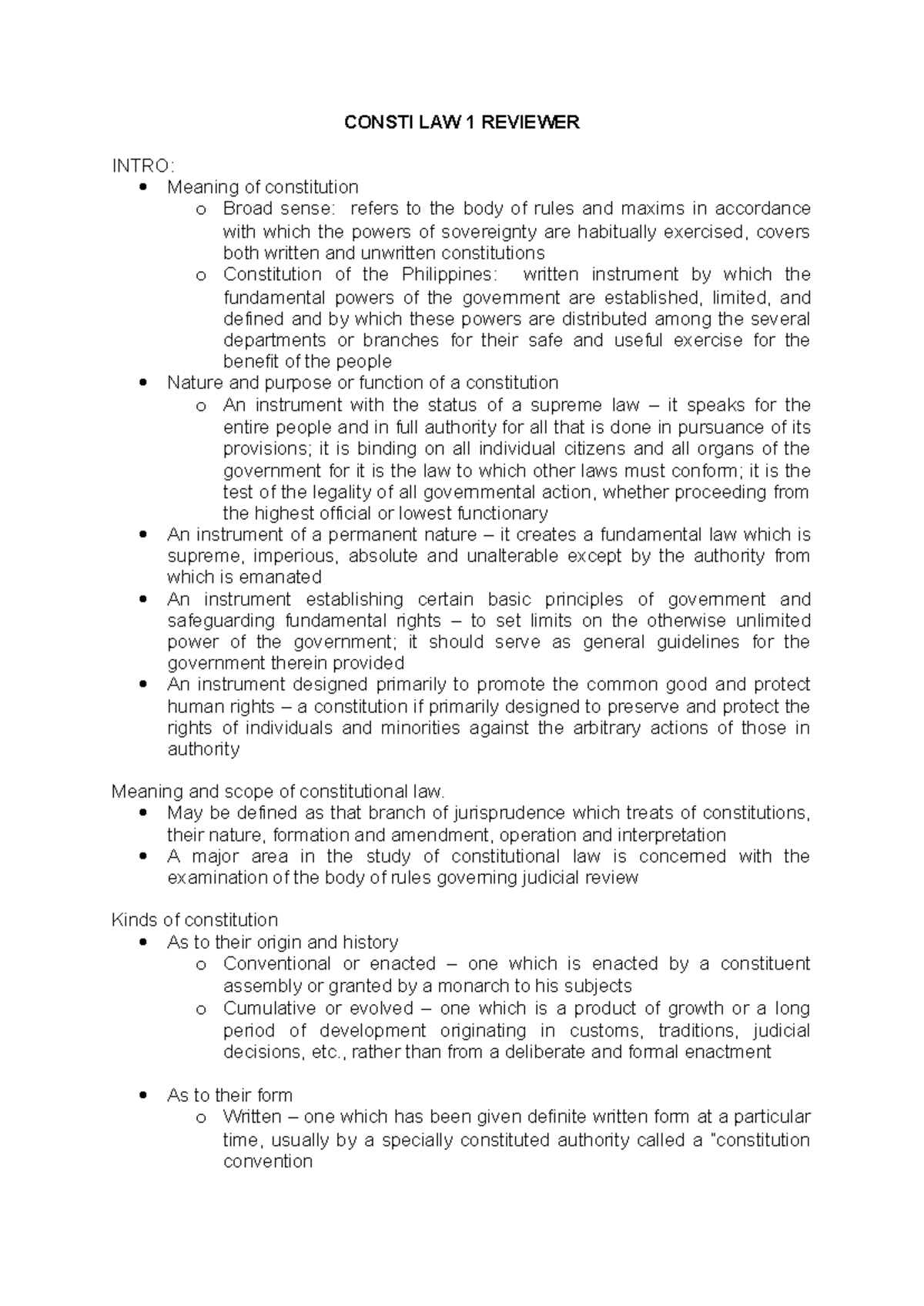 CONSTI LAW 1 REVIEWER: Key Concepts and Principles of the Constitution ...