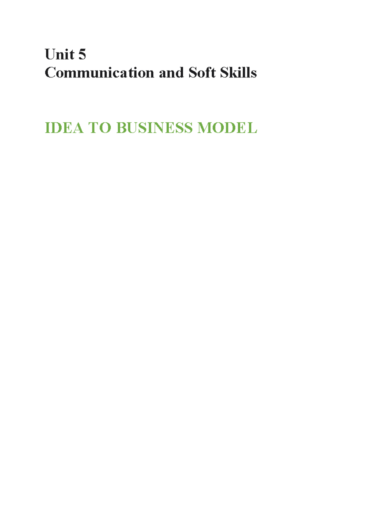 Unit 5: Communication & Soft Skills in Business Models (IBM) - Studocu