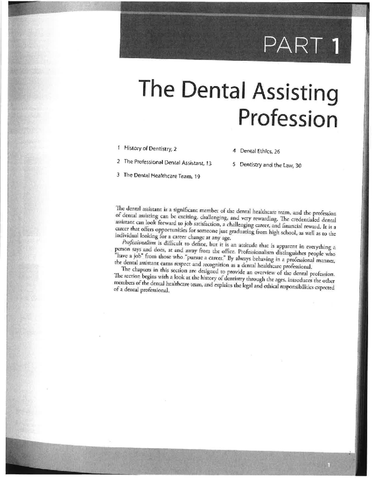 PART 1: The Dental Assisting Profession - History, Ethics, and Key ...