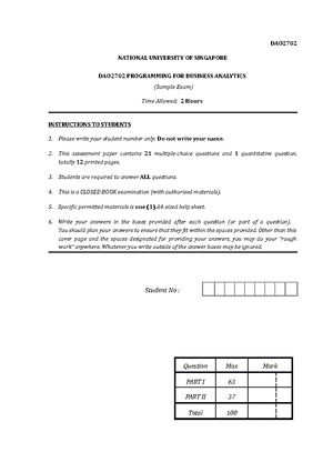 DAO2702 Cheat Sheet - Summary - Common Numpy Functions: np([...]) → Function Input: List of ...