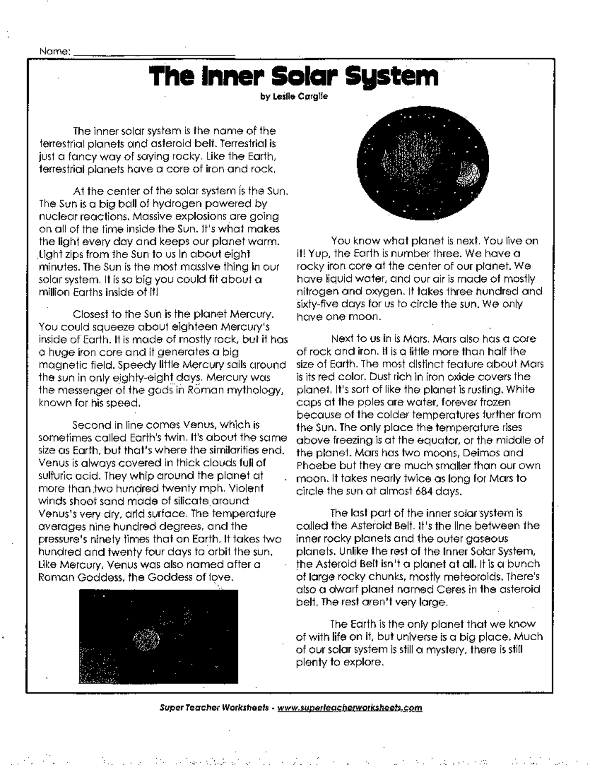 Inner Solar System Overview: Terrestrial Planets & Asteroid Belt - Studocu