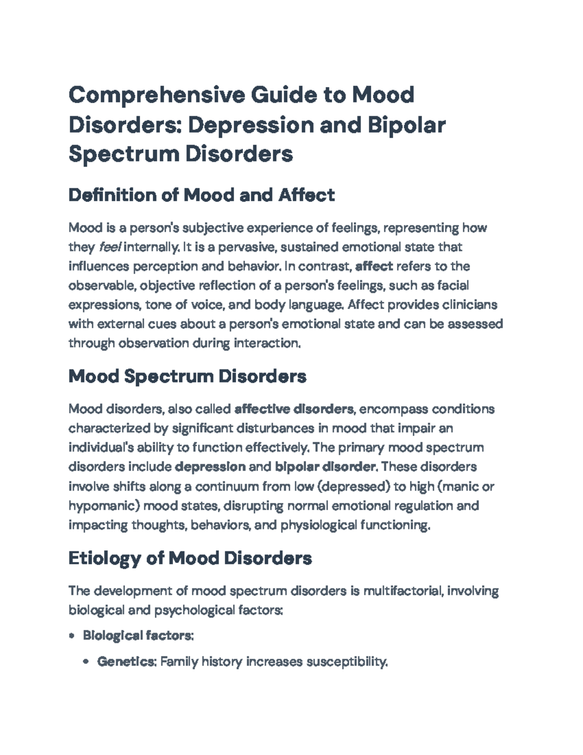 Comprehensive Overview of Mood Disorders: Depression & Bipolar Spectrum ...