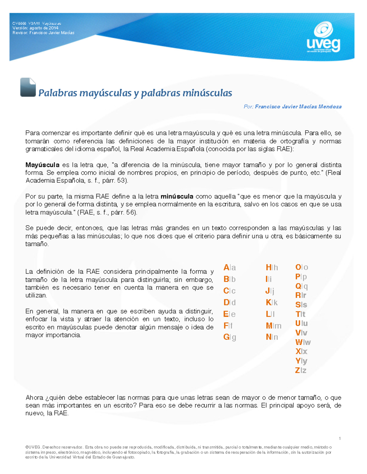 Uso de Mayúsculas y Minúsculas en el Español - RAE y Normas ...