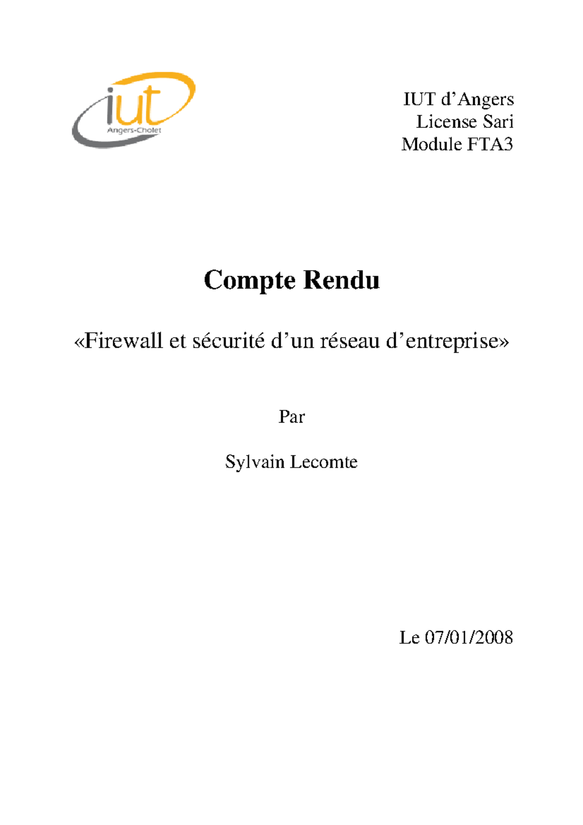TP4 - Firewall et Sécurité Réseau d'Entreprise FTA3 - Studocu