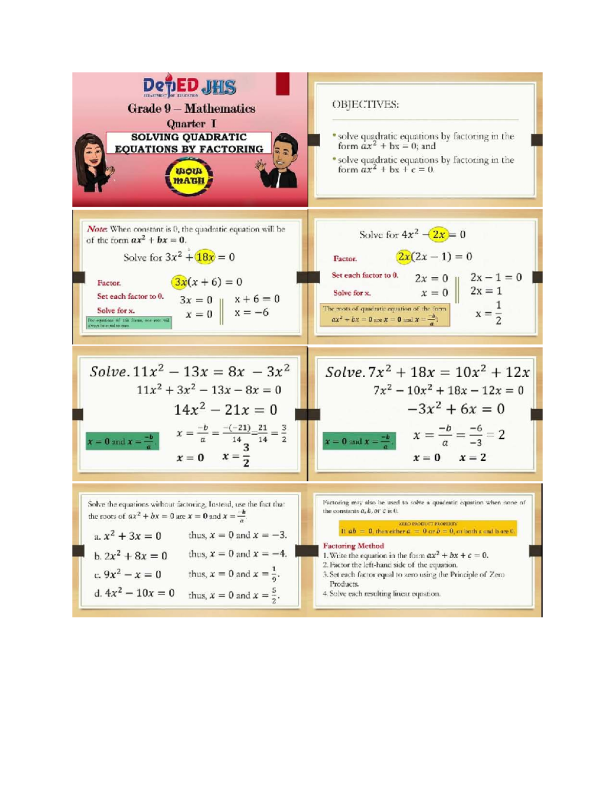 Math 9 Lesson 3 - Solving Quadratic Equations Notes - Studocu