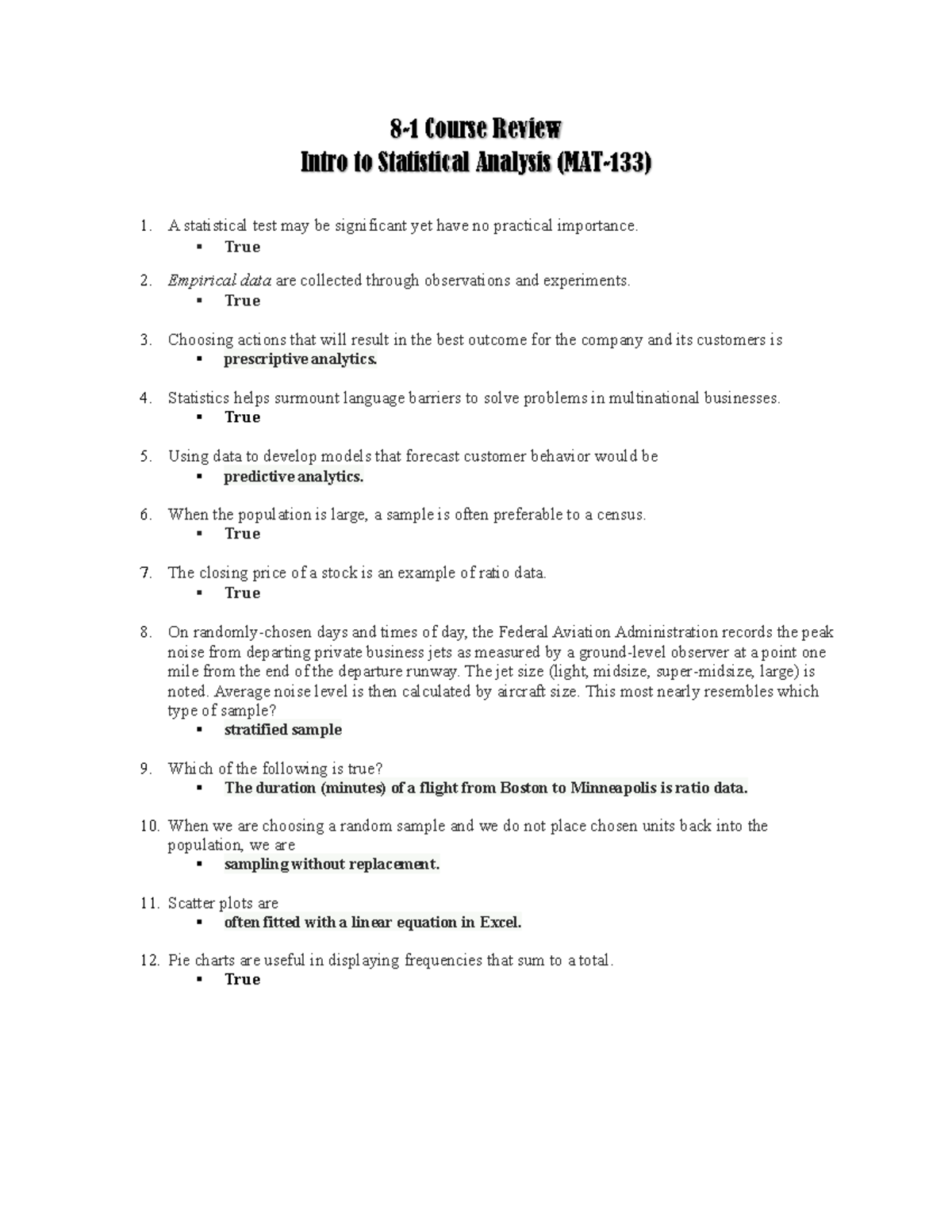 MAT-133 Final Exam Course Review: Key Concepts and Questions - Studocu