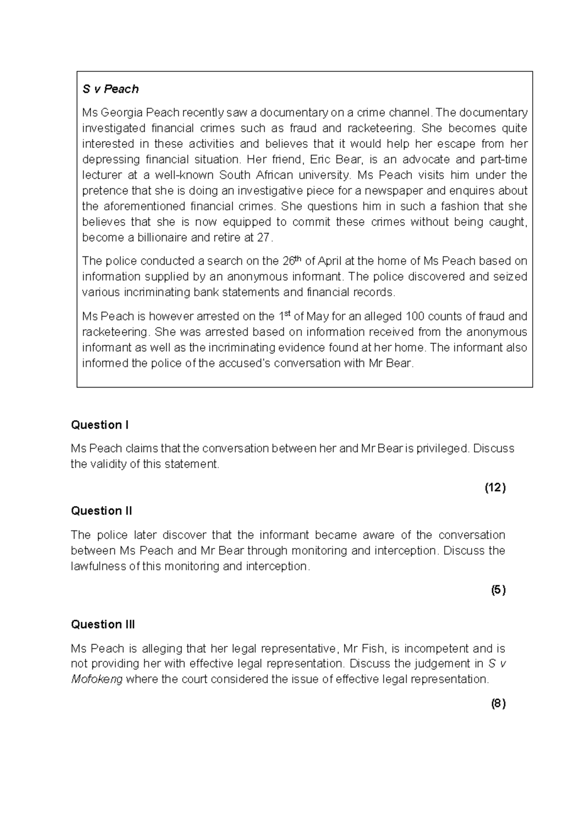 Practice Questions on Legal Representation & Criminal Procedure - Studocu