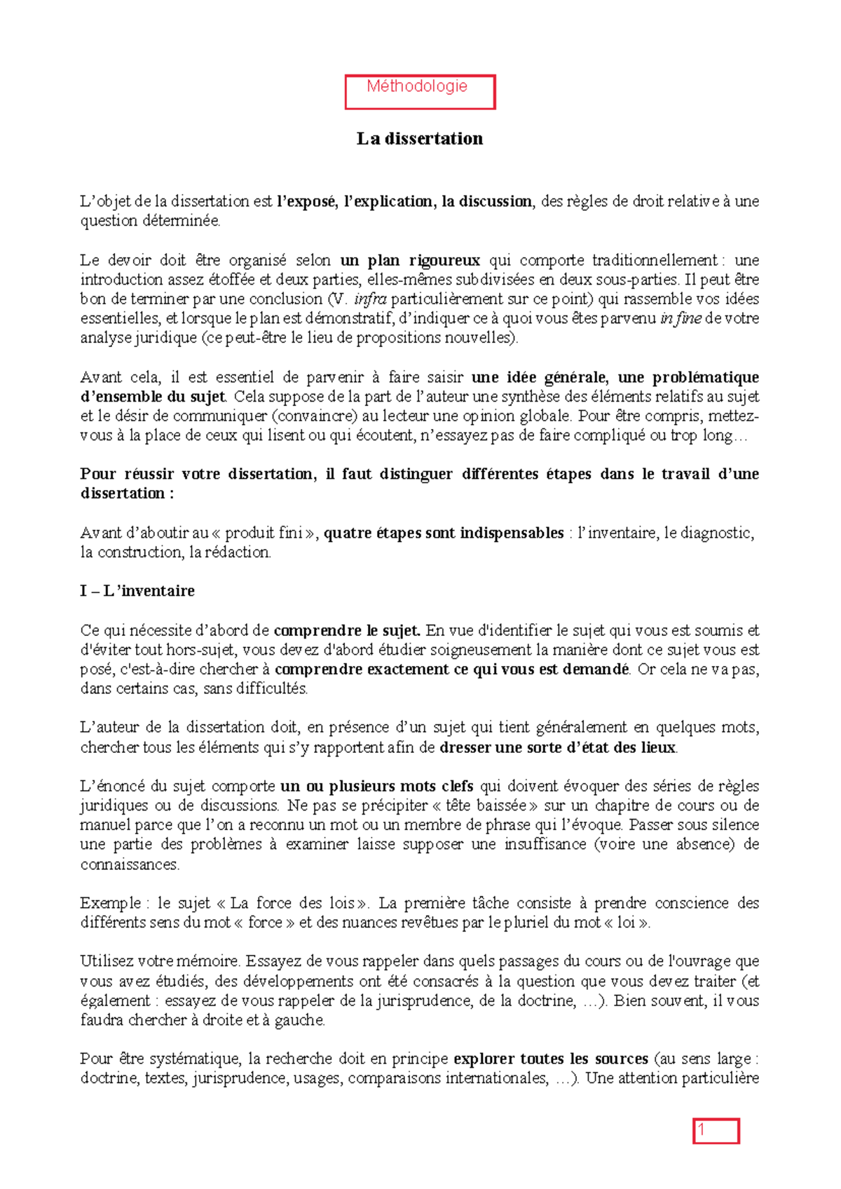 Méthodologie de la Dissertation en Droit - THEME 8 - Studocu