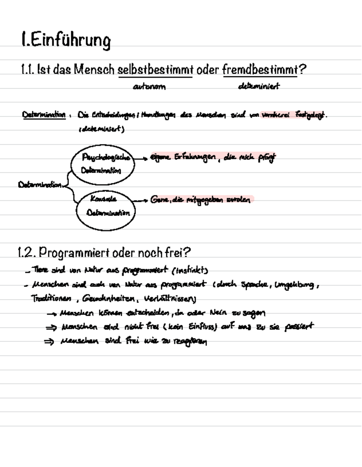KA1 Ethik - Freiheit, positive & negative Freiheit, Willensfreiheit ...