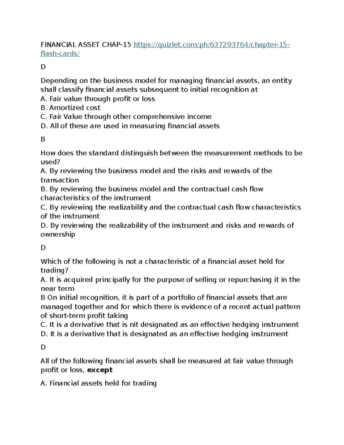 IA 2 Financial Asset Chapter Notes on Measurement and Impairment - Studocu