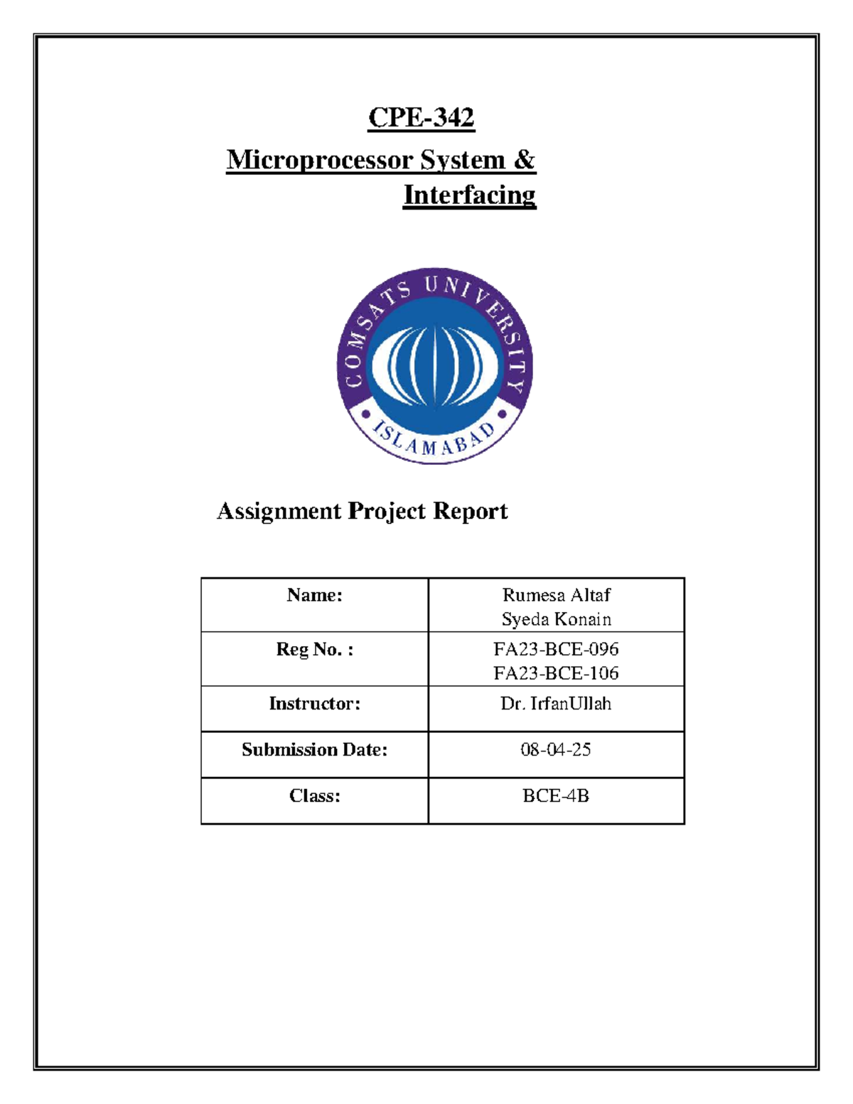 Microprocessor System Interfacing: Fire Detection & Extinguishing System Report - Studocu