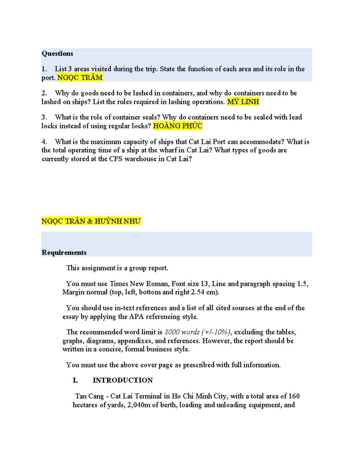 Midterm Report on Cat Lai Port Operations and Logistics (LG 101) - Studocu