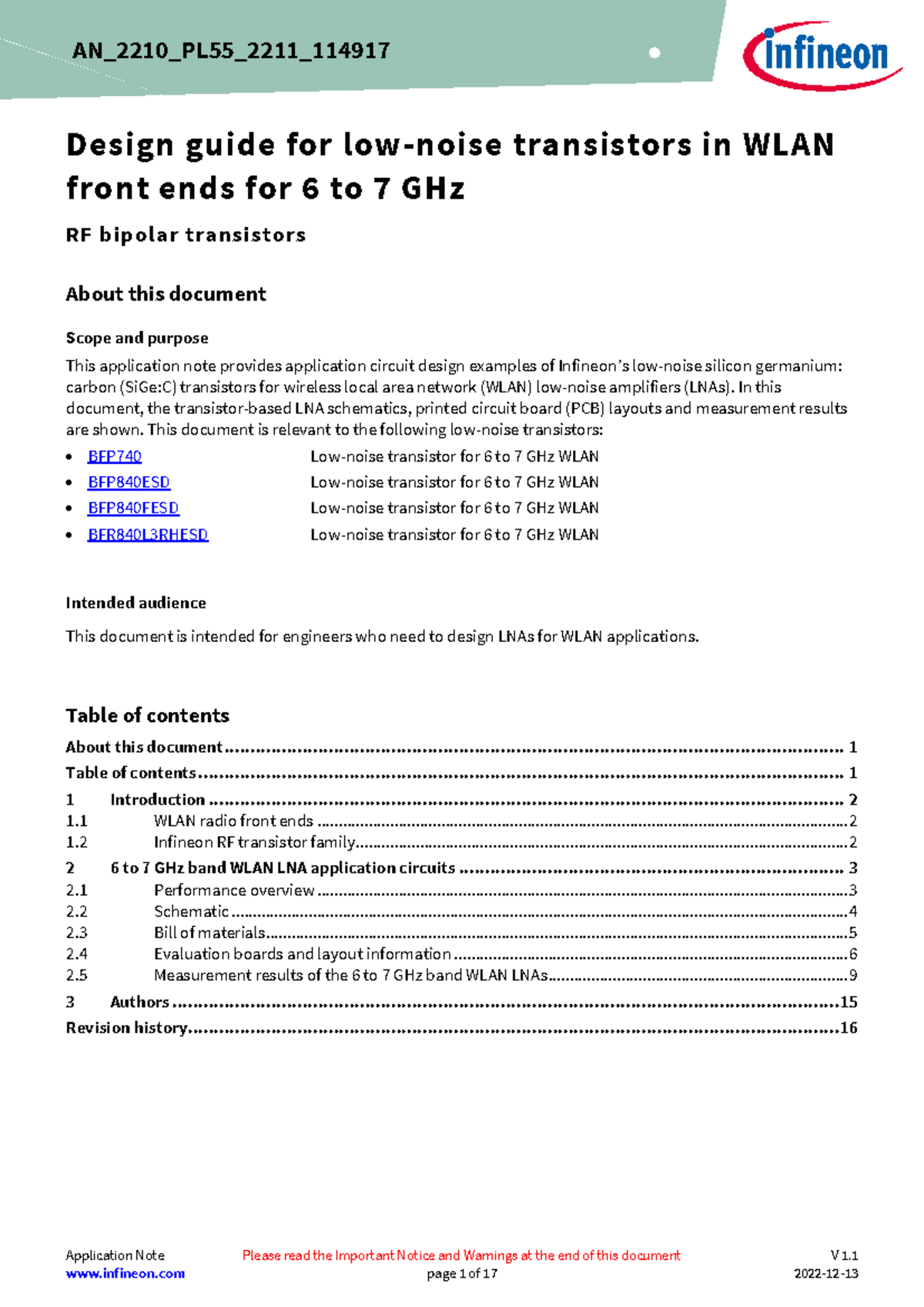 AN_2210_PL55_2211_114917 WLAN LNA Design Guide for 6-7 GHz RF ...
