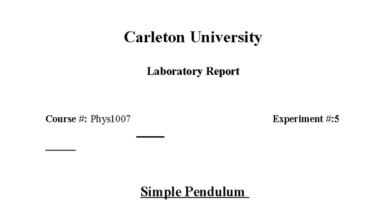 Phys1007 Lab Report: Simple Pendulum Experiment Analysis - Studocu