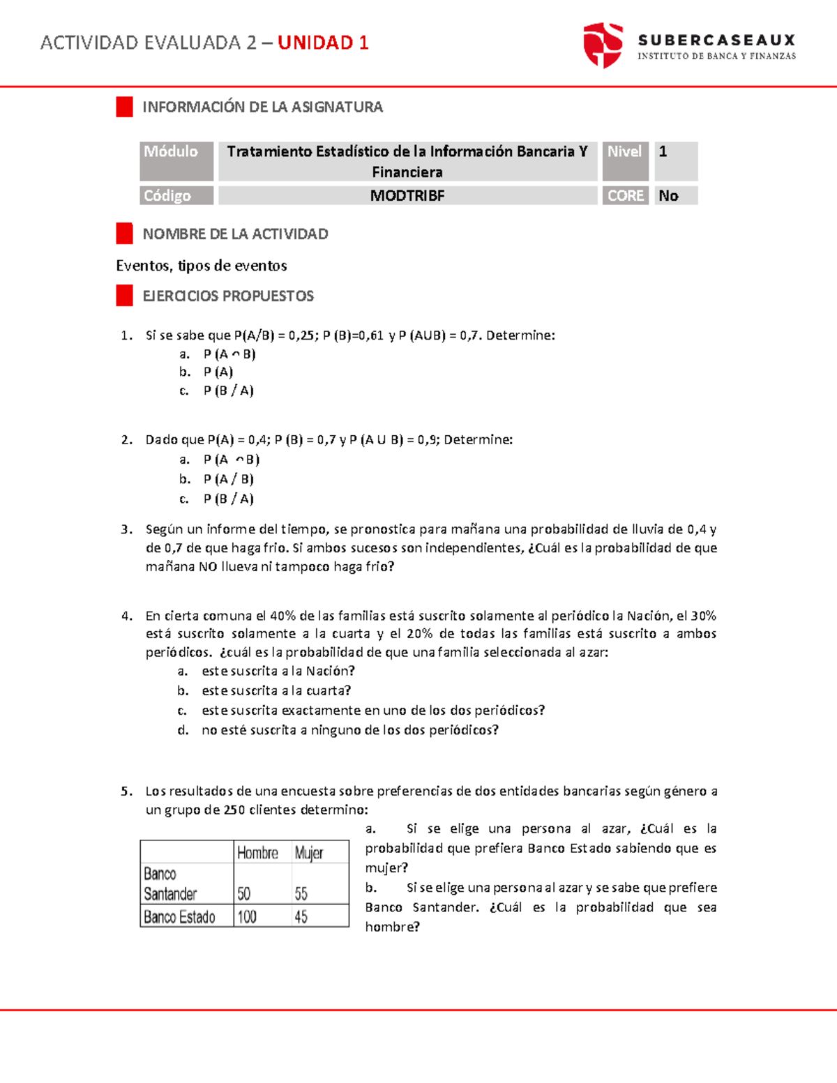 Actividad Evaluada 2 - Ejercicios Propuestos - ACTIVIDAD EVALUADA 2 ...