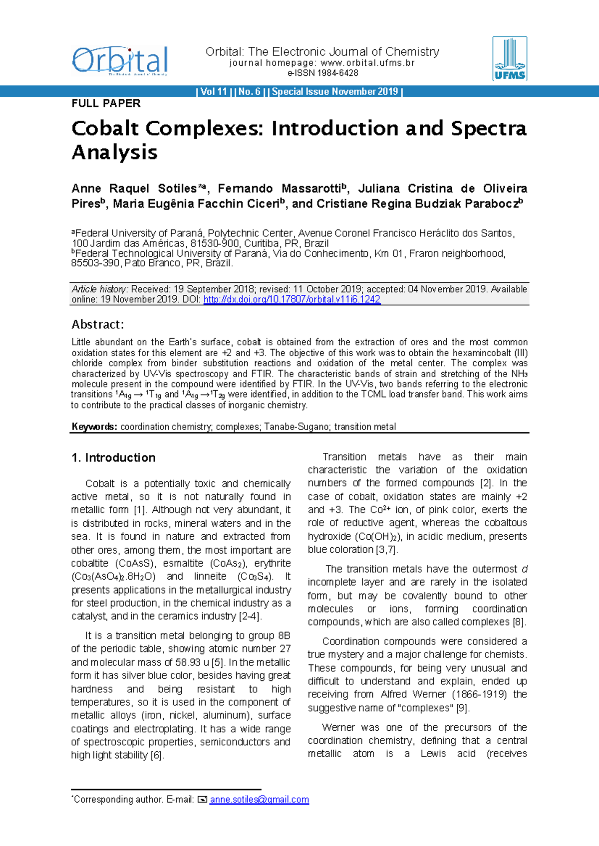 Introduction to Cobalt Complexes and Their Spectral Analysis (CHEM 101 ...