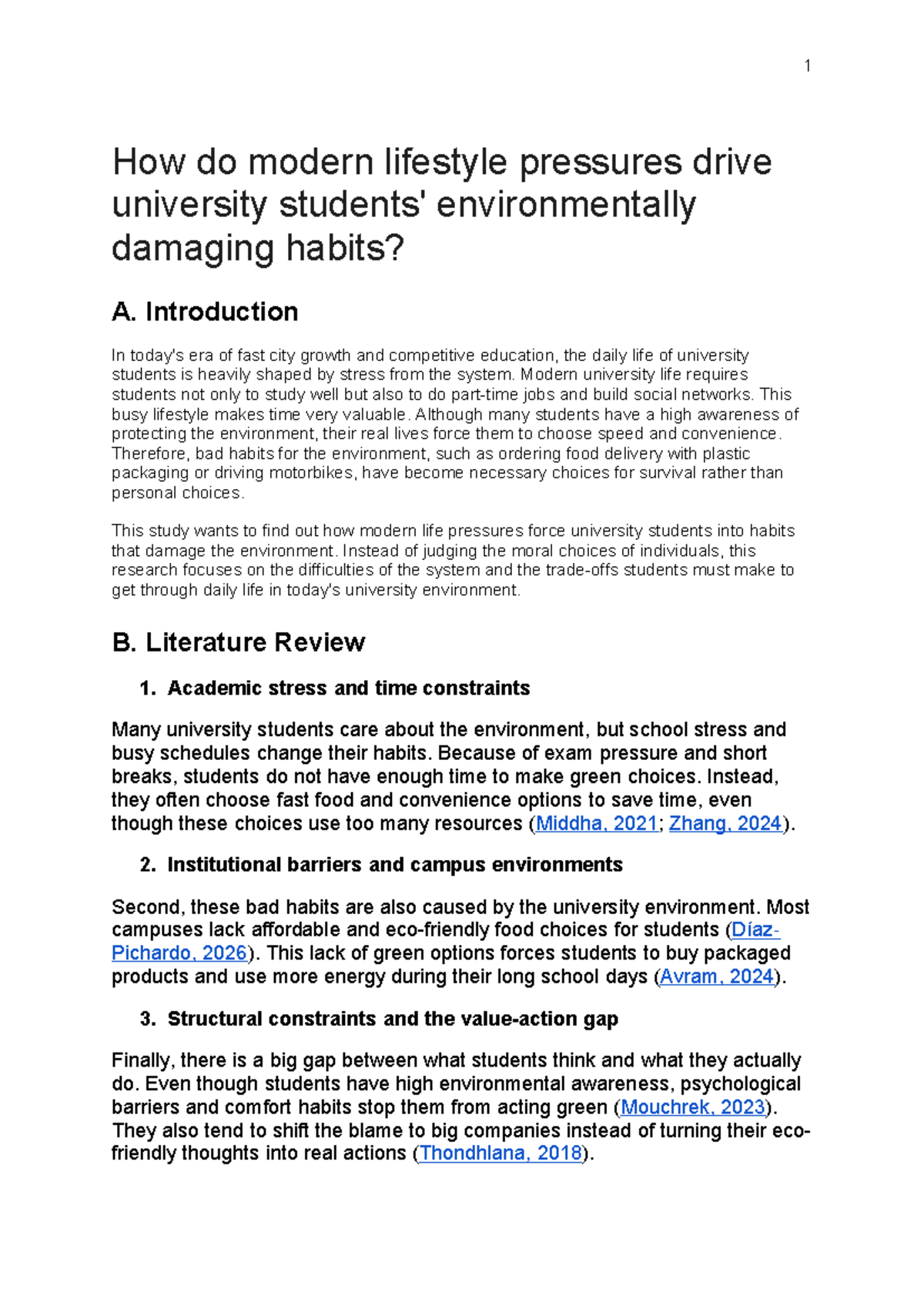 University Lifestyle Pressures and Environmental Habits: A Study ...