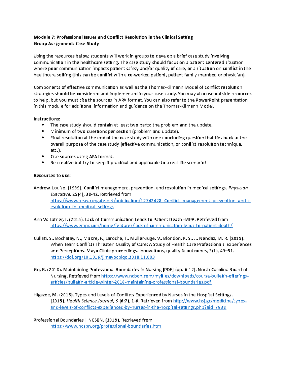Module 7 Case Study Instructions - Module 7: Professional Issues and ...