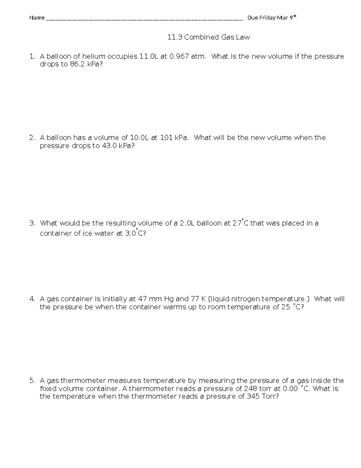 11.3 Combined gas law notes for exam preparation - Studocu