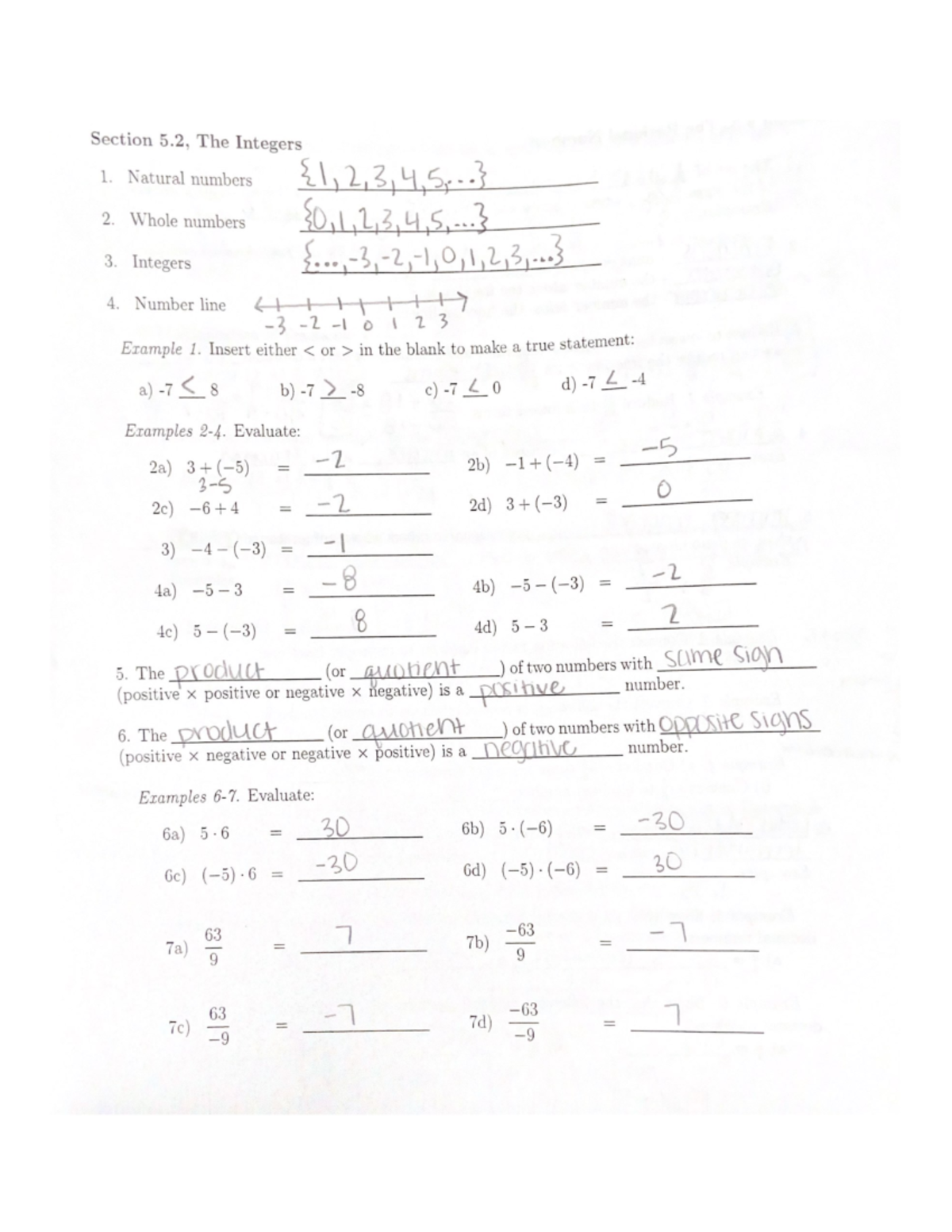 Section 5.2, The Integers - Section 5, The Integers 1. Natural oumbers ...