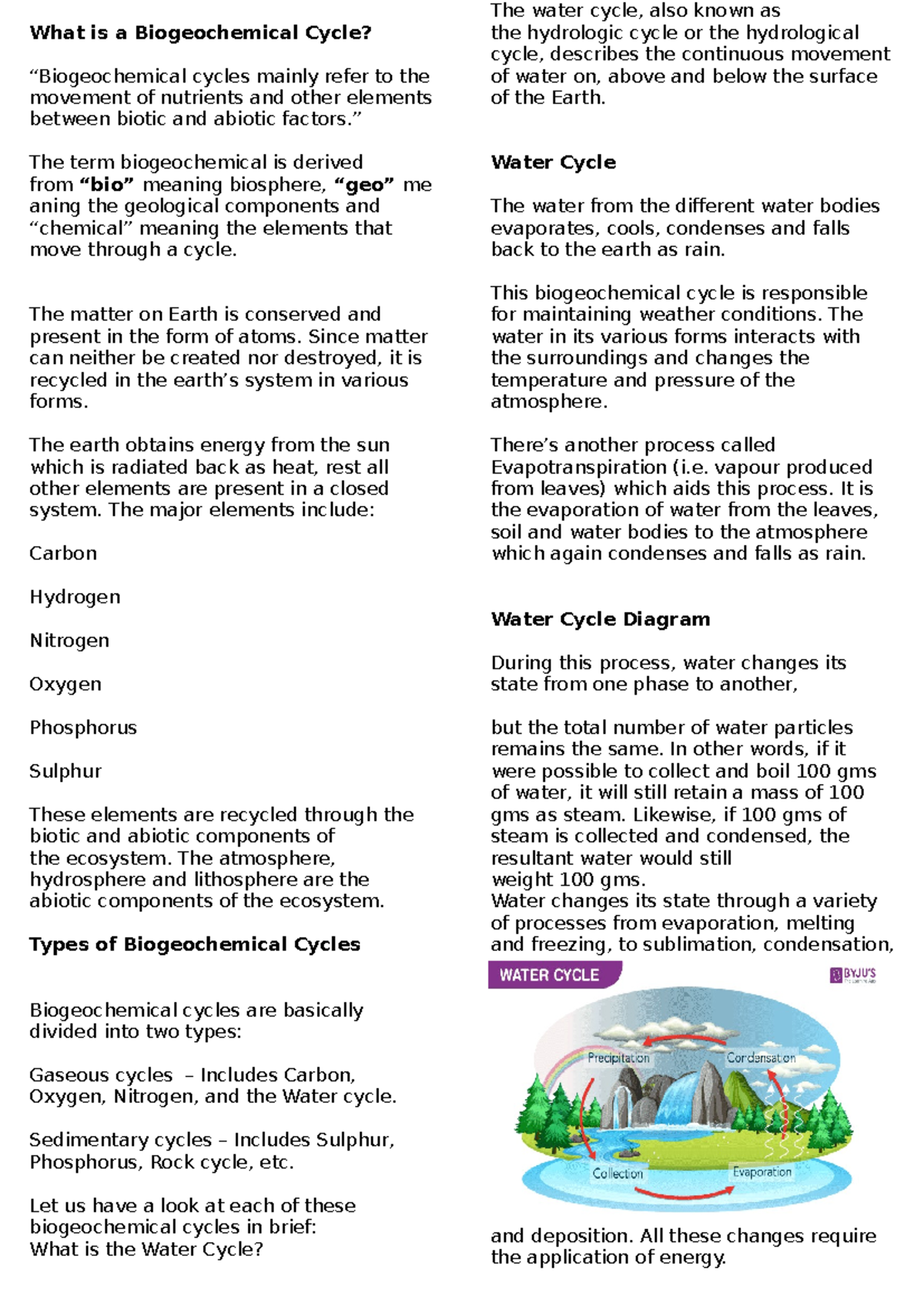 Biogeochemical Cycles: Understanding Earth's Nutrient Systems - Studocu