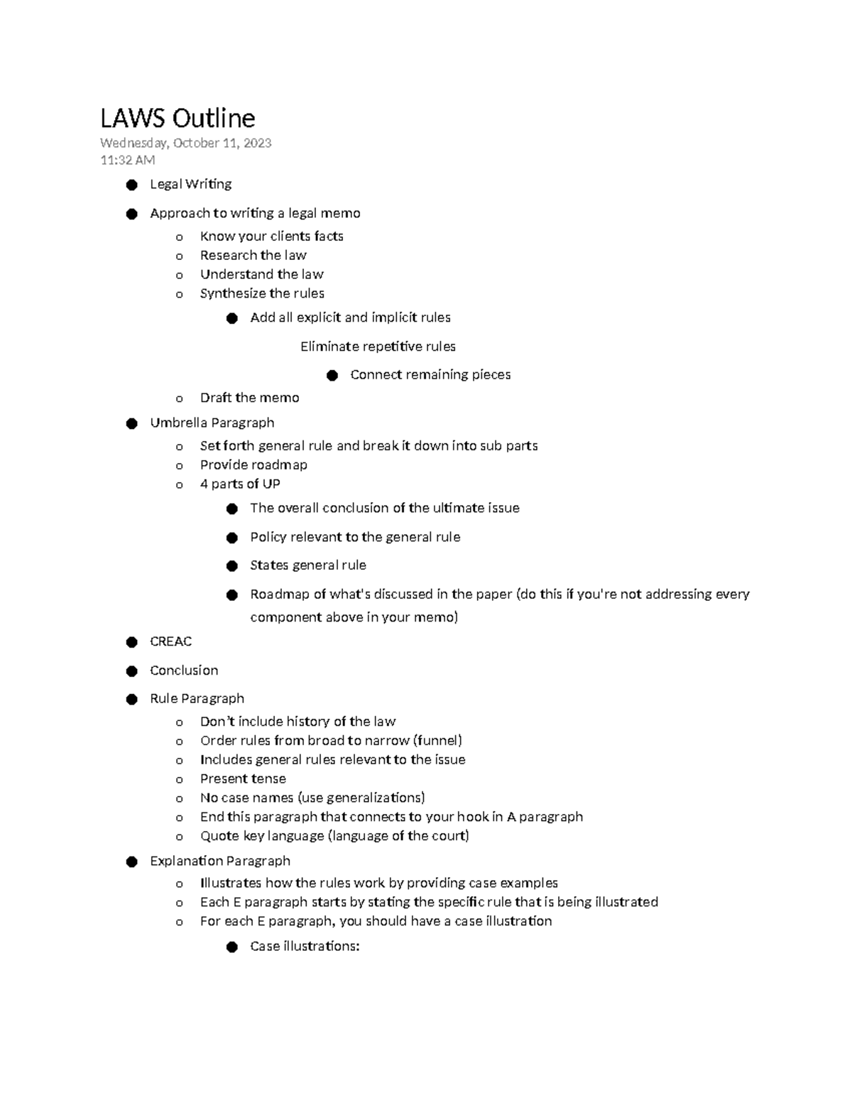 LAWS 101: Legal Memo Writing Outline and Key Components - Studocu