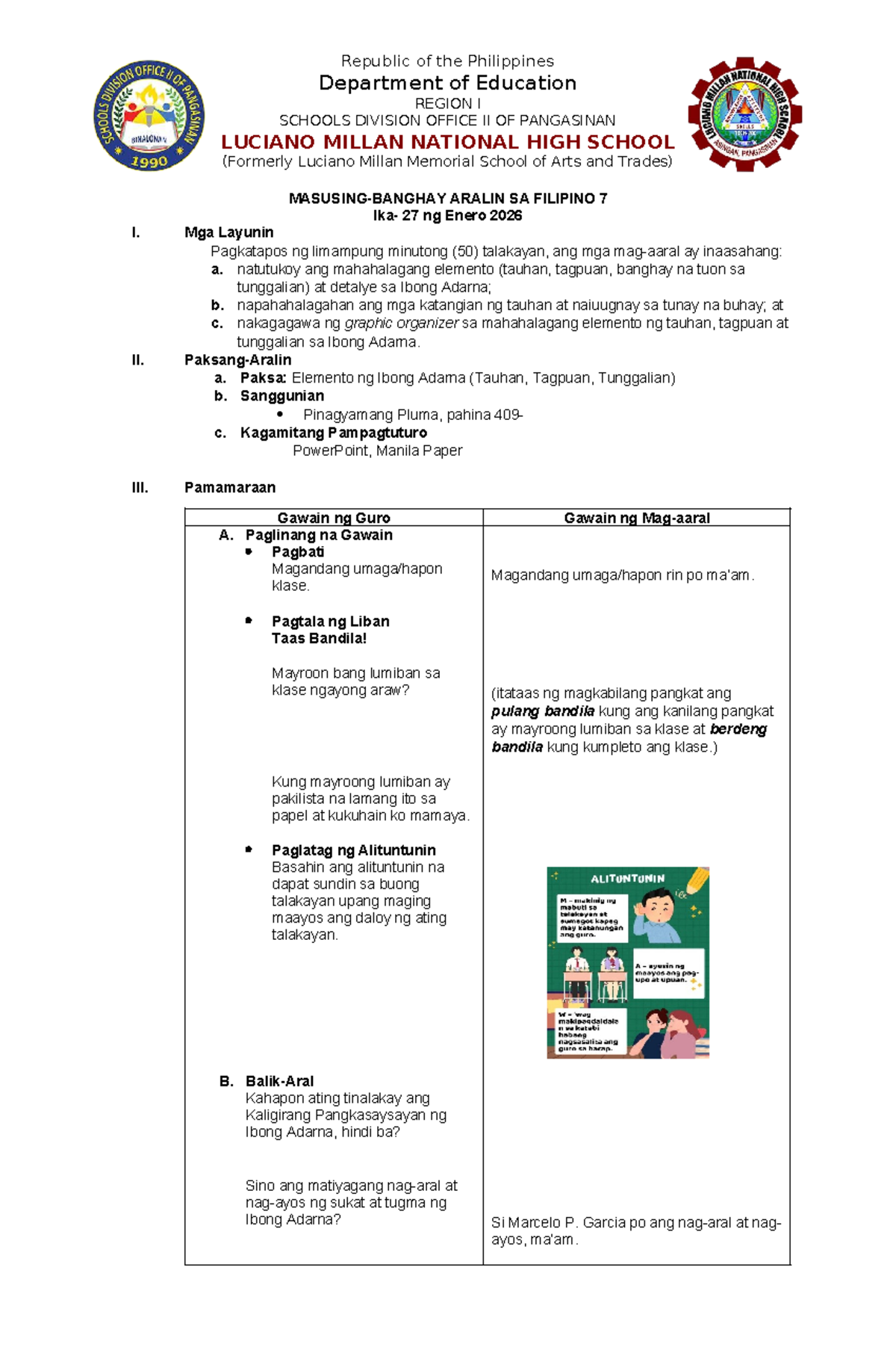 W1 - Day 2: Elemento ng Ibong Adarna sa Filipino 7 - Studocu