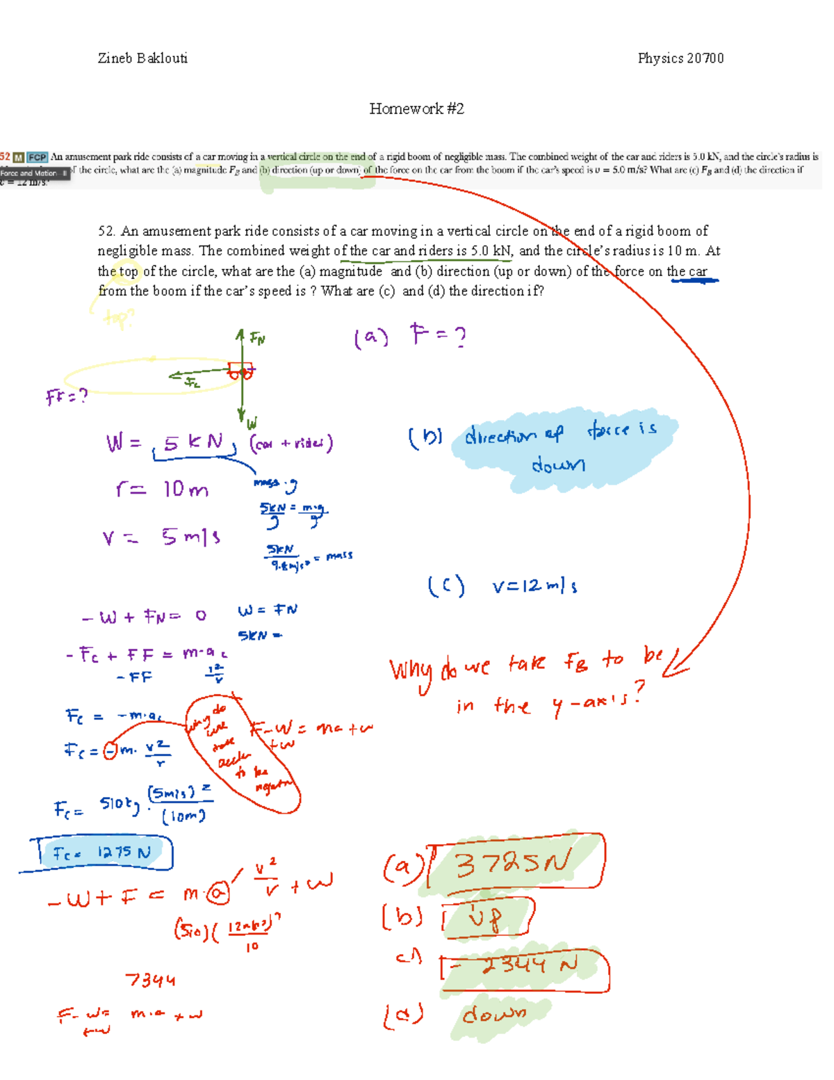 Physics 20700 Homework # - Vertical Circle Dynamics Analysis - Studocu