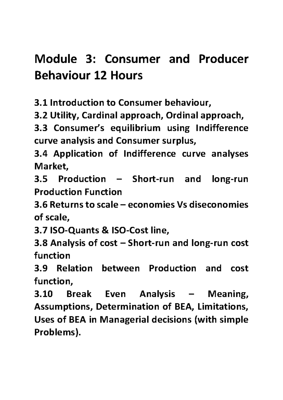Module 3: Consumer & Producer Behaviour - EFM 12 Hours Detailed Notes ...