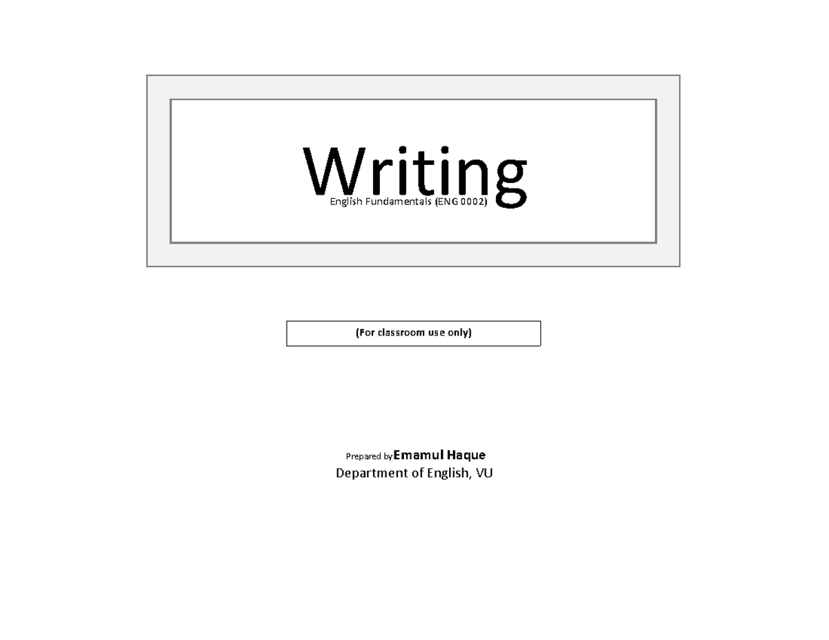 Writing Fundamentals: A Guide to English Composition (ENG) - Studocu