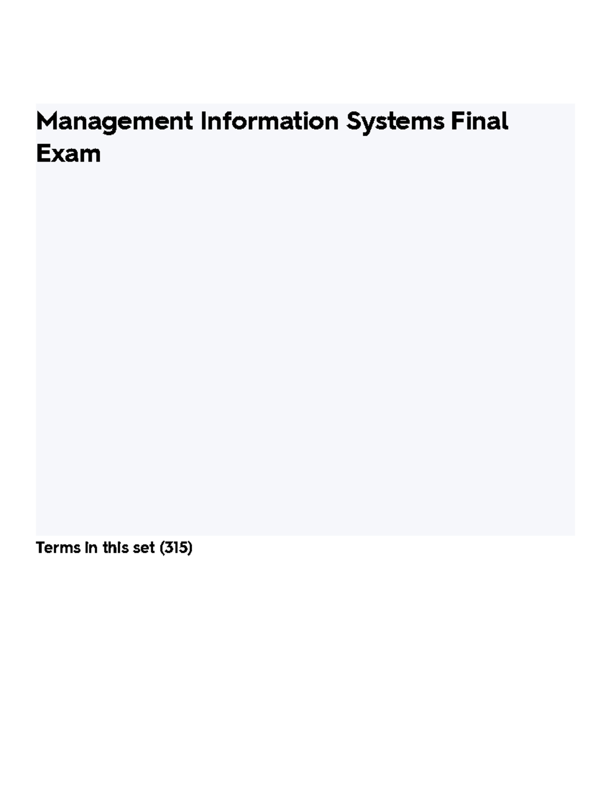 Management Information Systems Final Exam Flashcards Quizlet - Management Information Systems ...