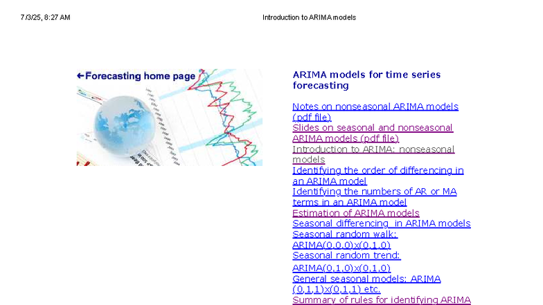 Introduction to ARIMA Models: Nonseasonal & Seasonal Insights - Studocu