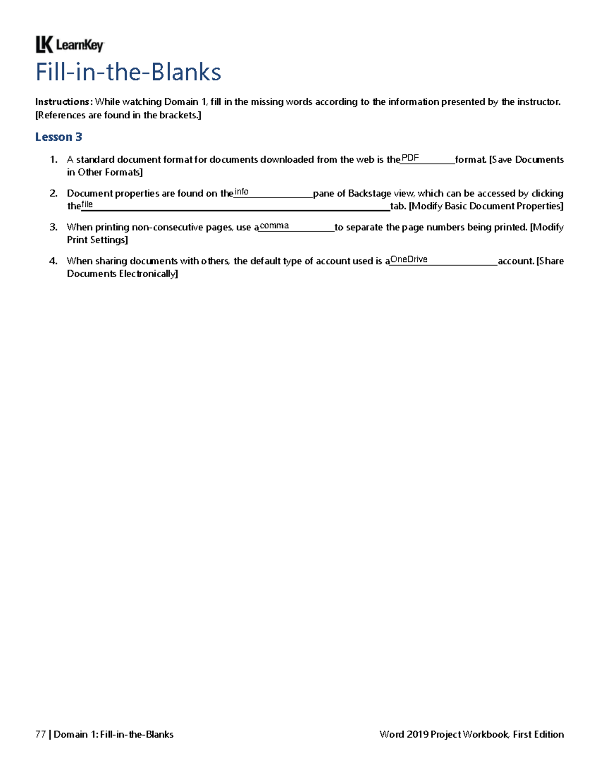 Domain 1 Workbook: Fill-in-the-Blanks for Lesson 3 - Studocu