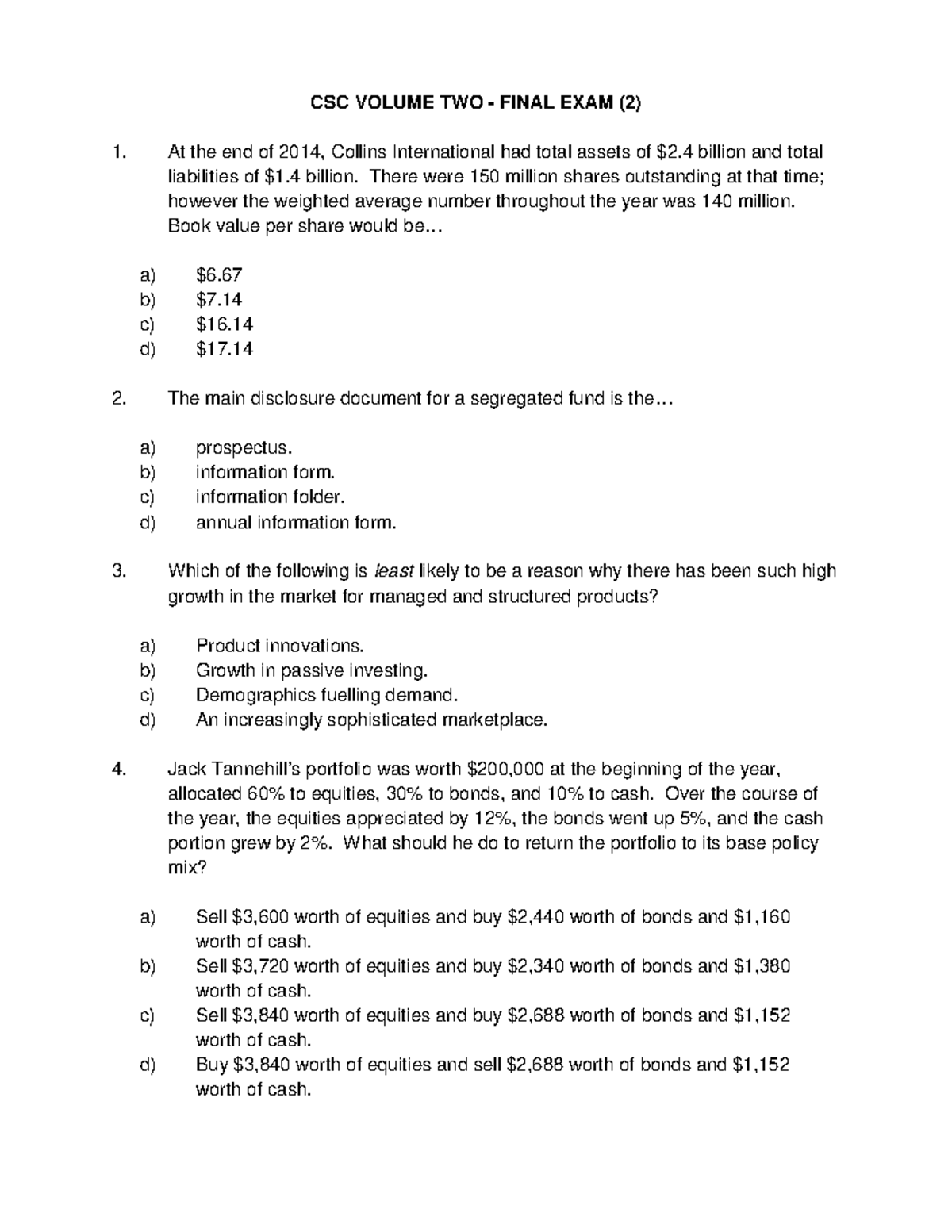 CSC 2 FINAL EXAM MOCK TEST: KEY CONCEPTS & QUESTIONS - Studocu