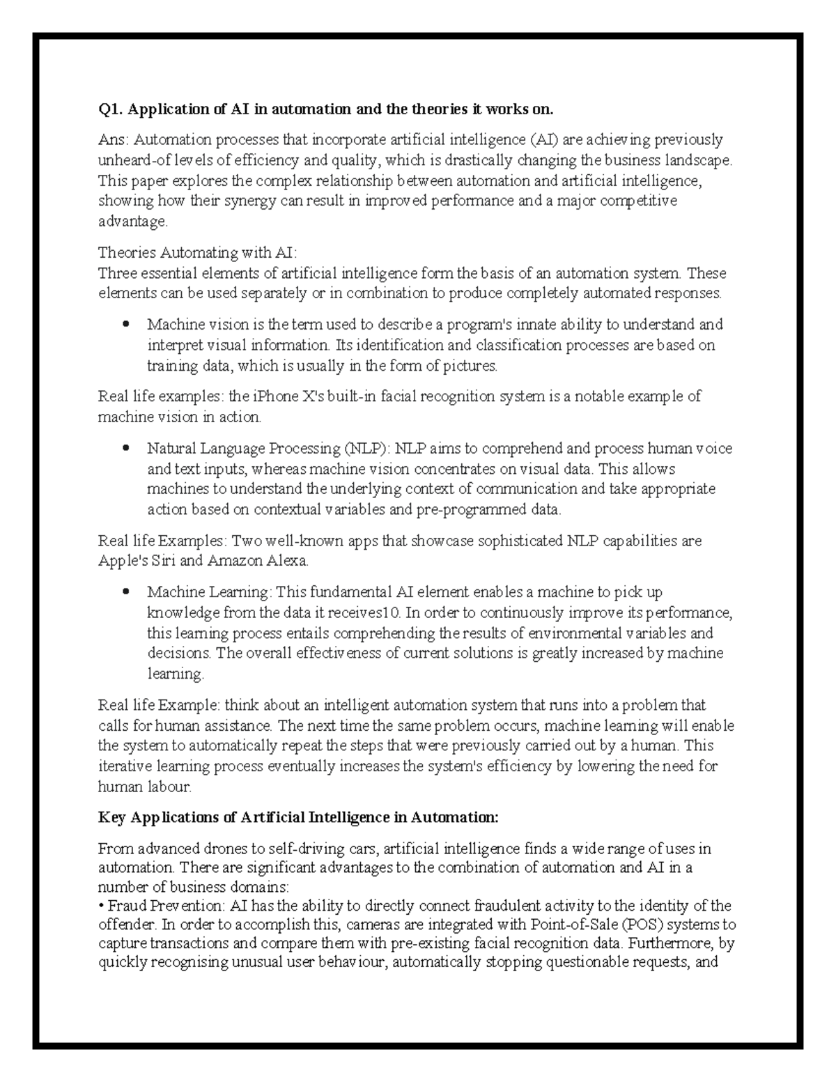 AI CIA 1 - Assignment: Exploring AI in Automation and Its Theoretical ...