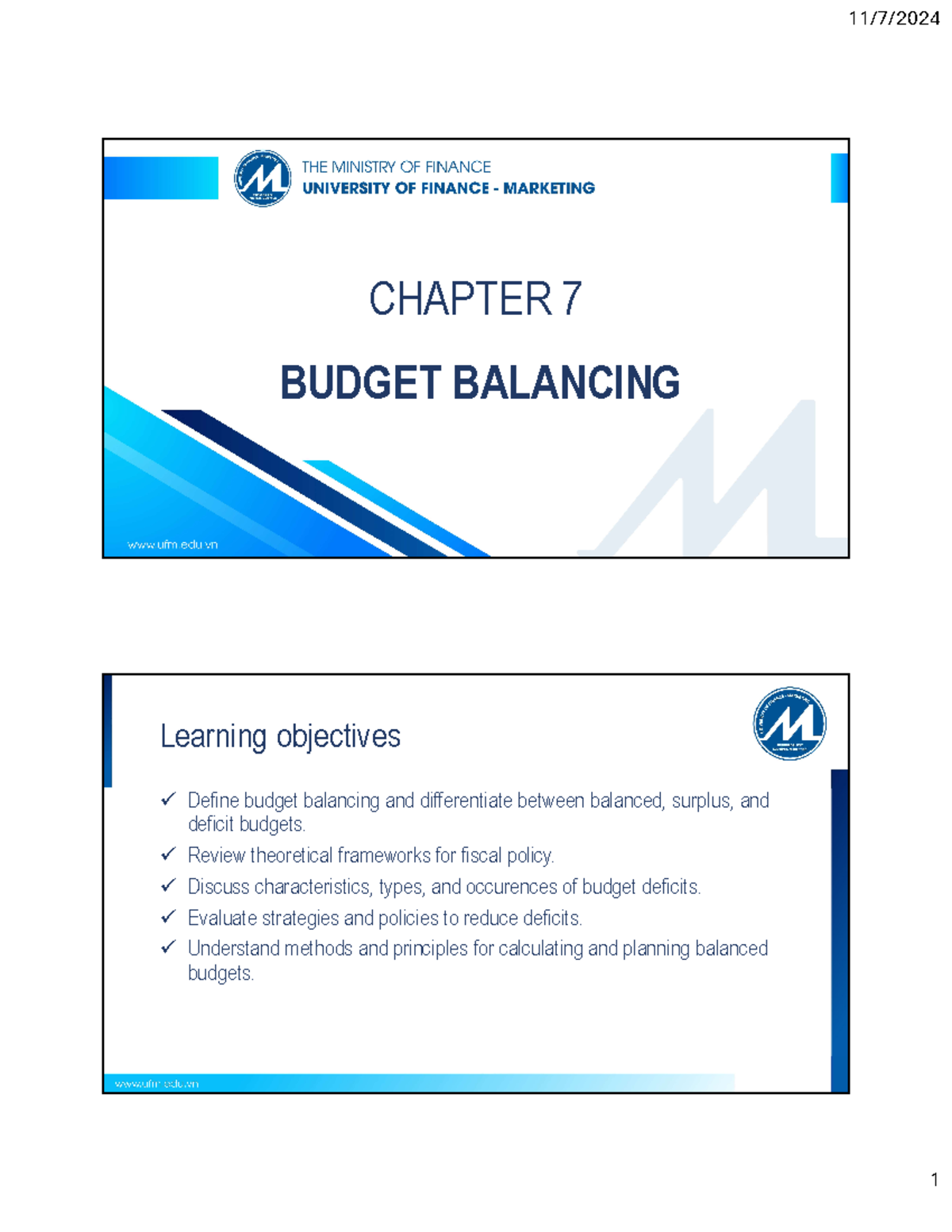 PF - Chapter 7 - Comprehensive Guide to Budget Balancing - Studocu