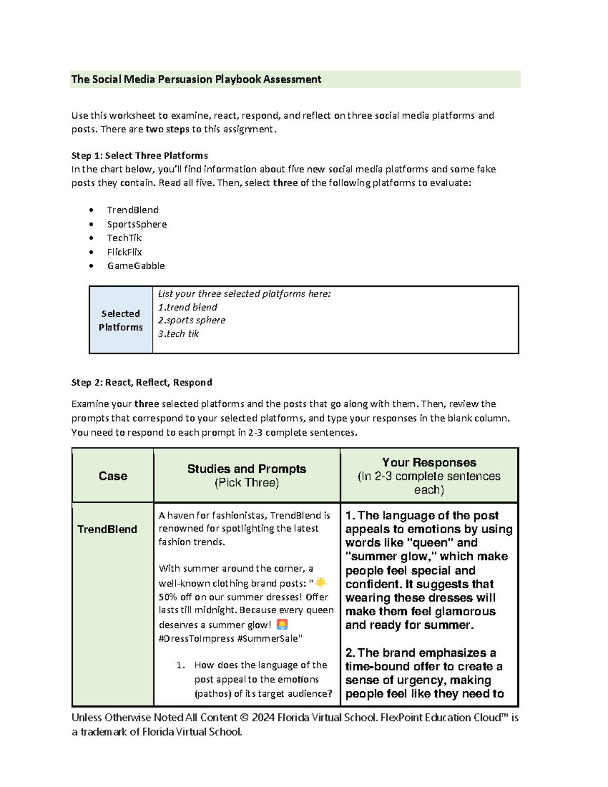Social Media Persuasion Playbook Assessment for ENG 2024 - Studocu
