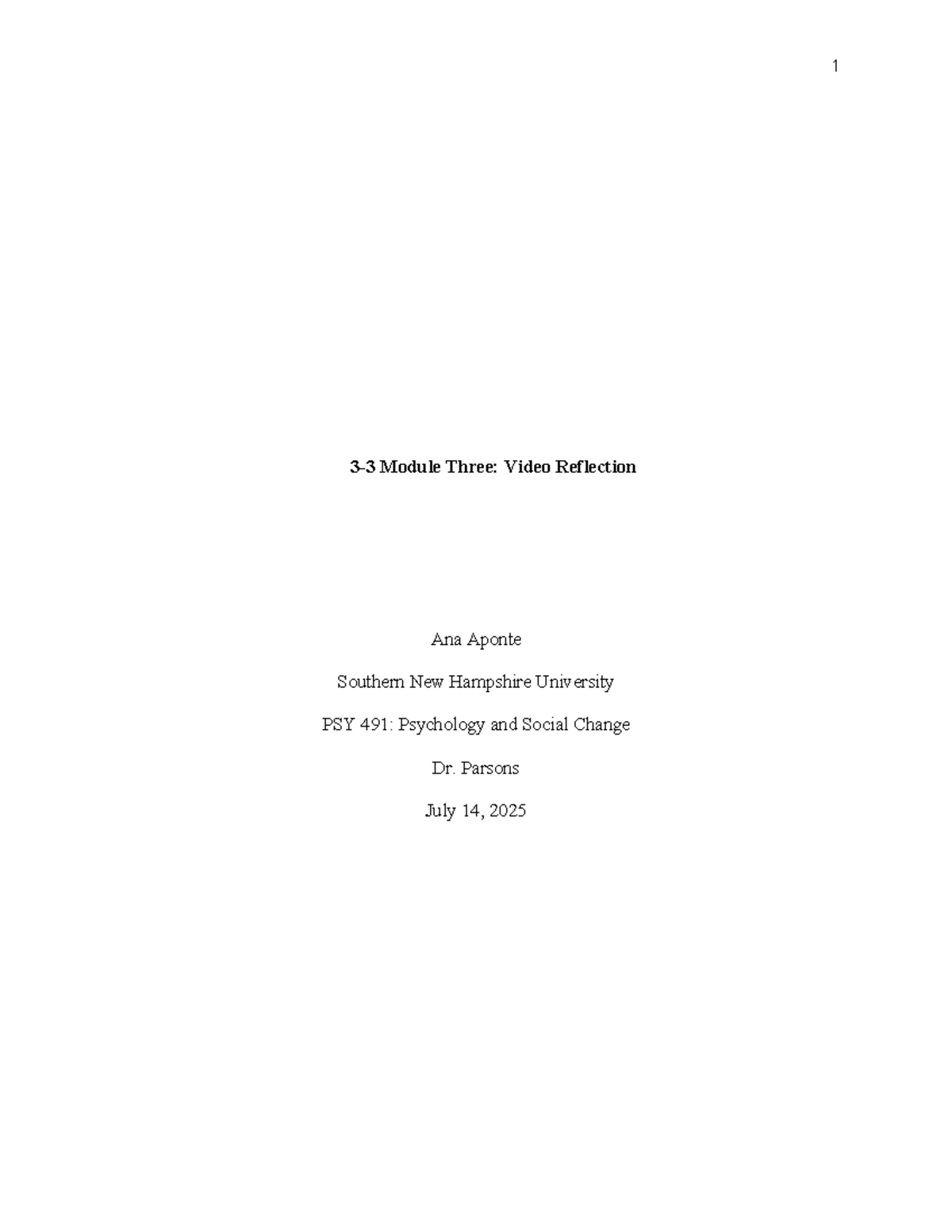 PSY 491: Module Three Video Reflection on Coping & Resilience - Studocu