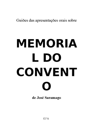 Memorial do Convento - Resumo por Capítulos - José Saramago - Memorial ...