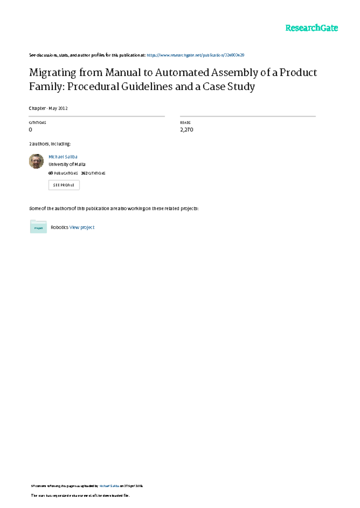 Migrating to Automated Assembly: Guidelines & Case Study (ENG 101 ...