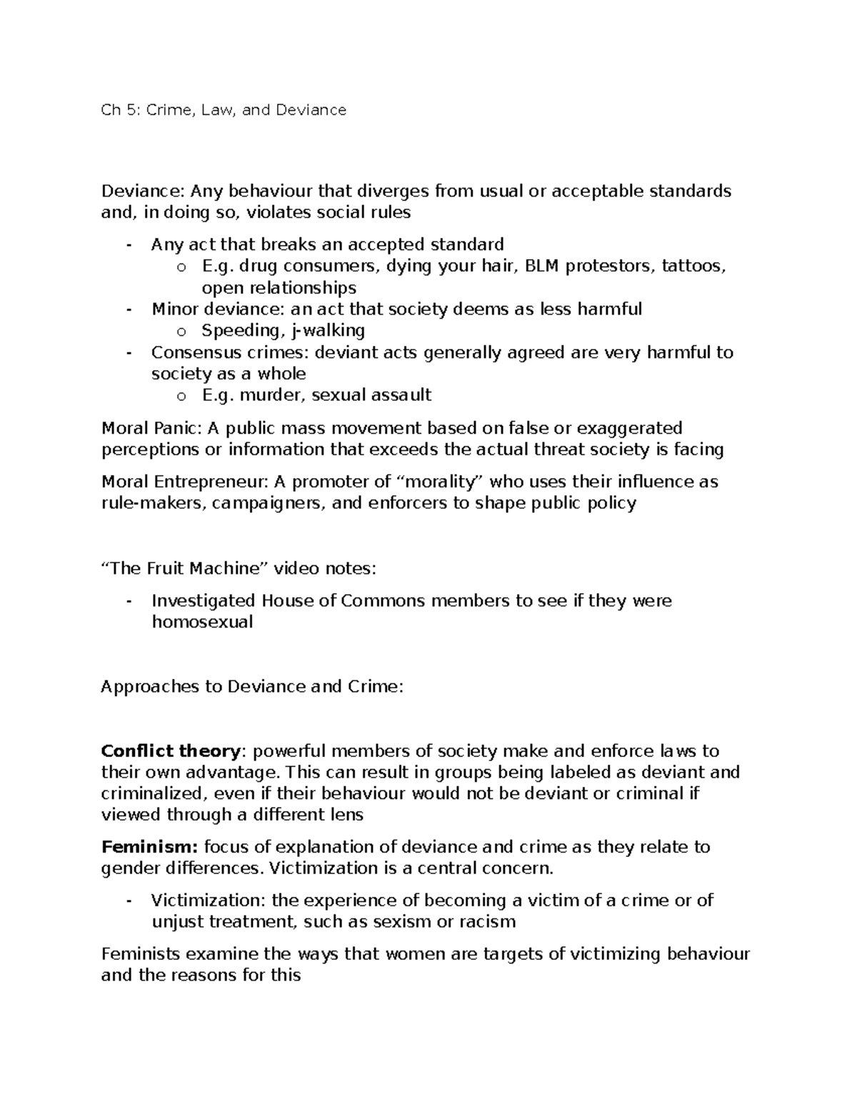 CH.5: Law & Deviance - In-Class Notes & Insights - Studocu