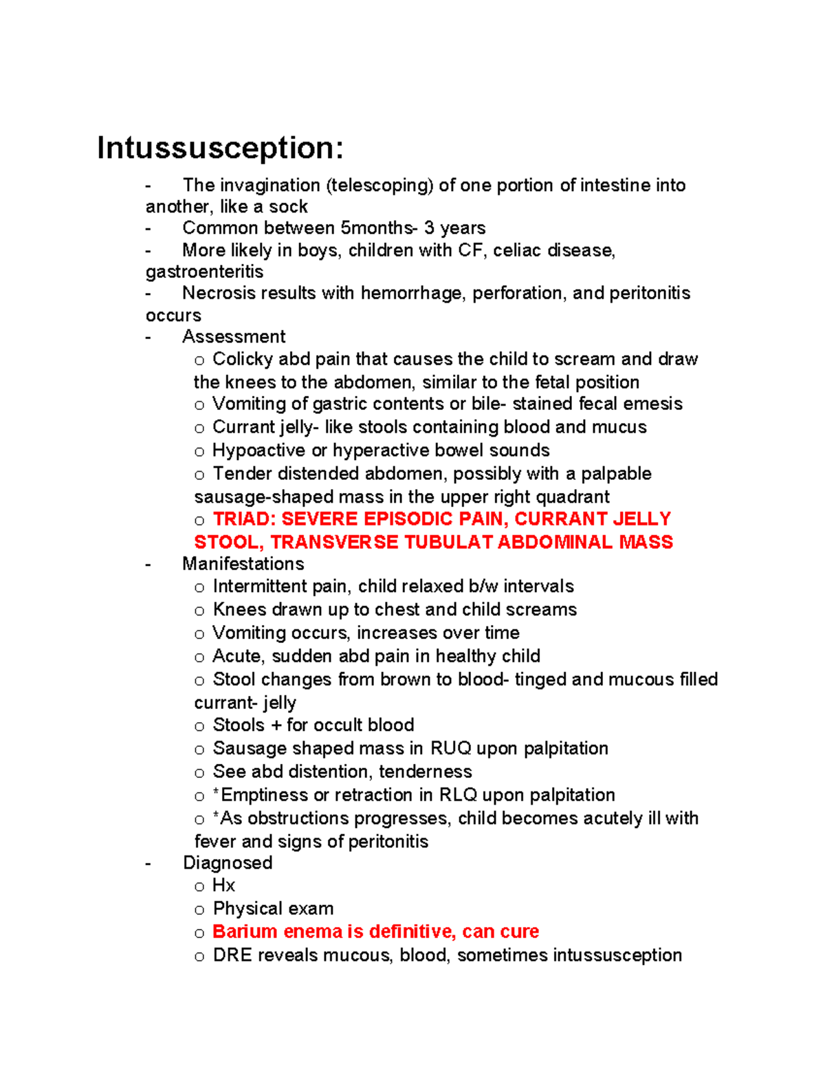 Intussusception & Pyloric Stenosis: Pediatric Assessment ...