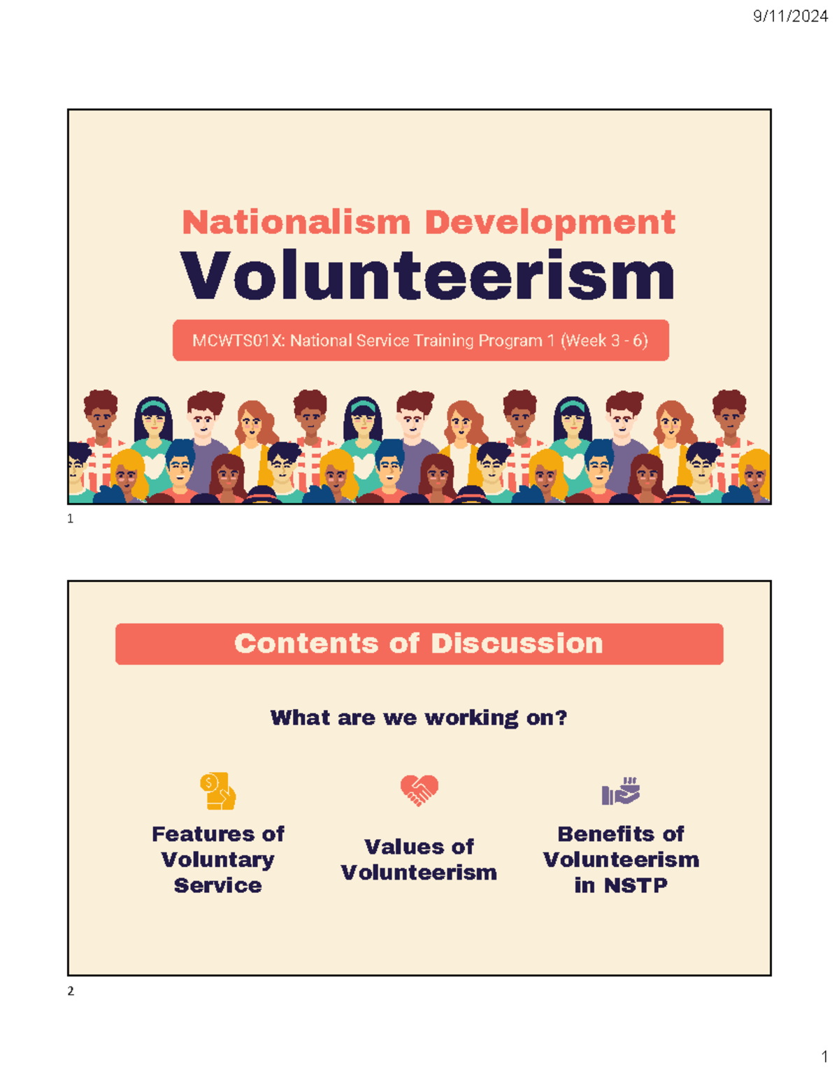 NSTP1 - Volunteerism: Exploring its Impact and Benefits in Society ...